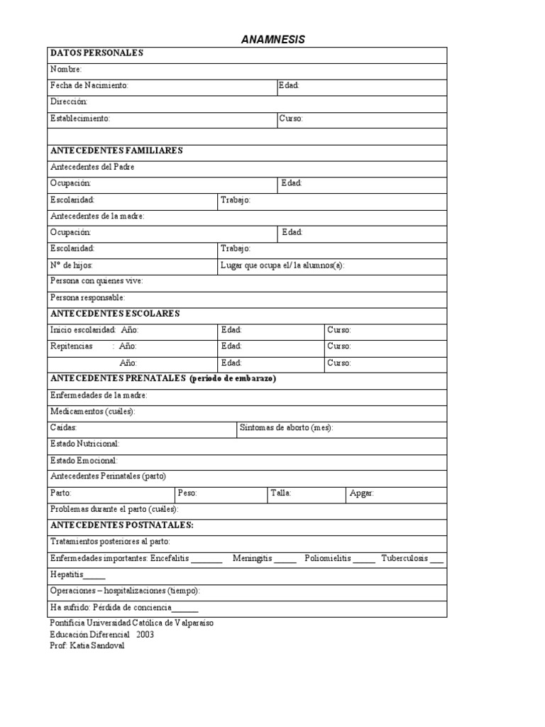 Anamnesis Formato | PDF | Epidemiología | Salud pública