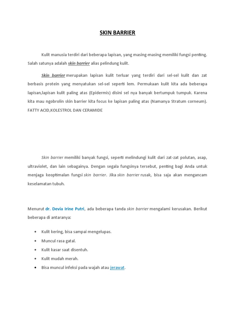 Skin Barrier | PDF