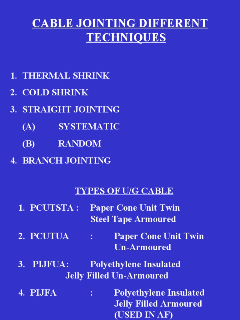 Cable Jointing Different Techniques | PDF | Materials | Building Materials