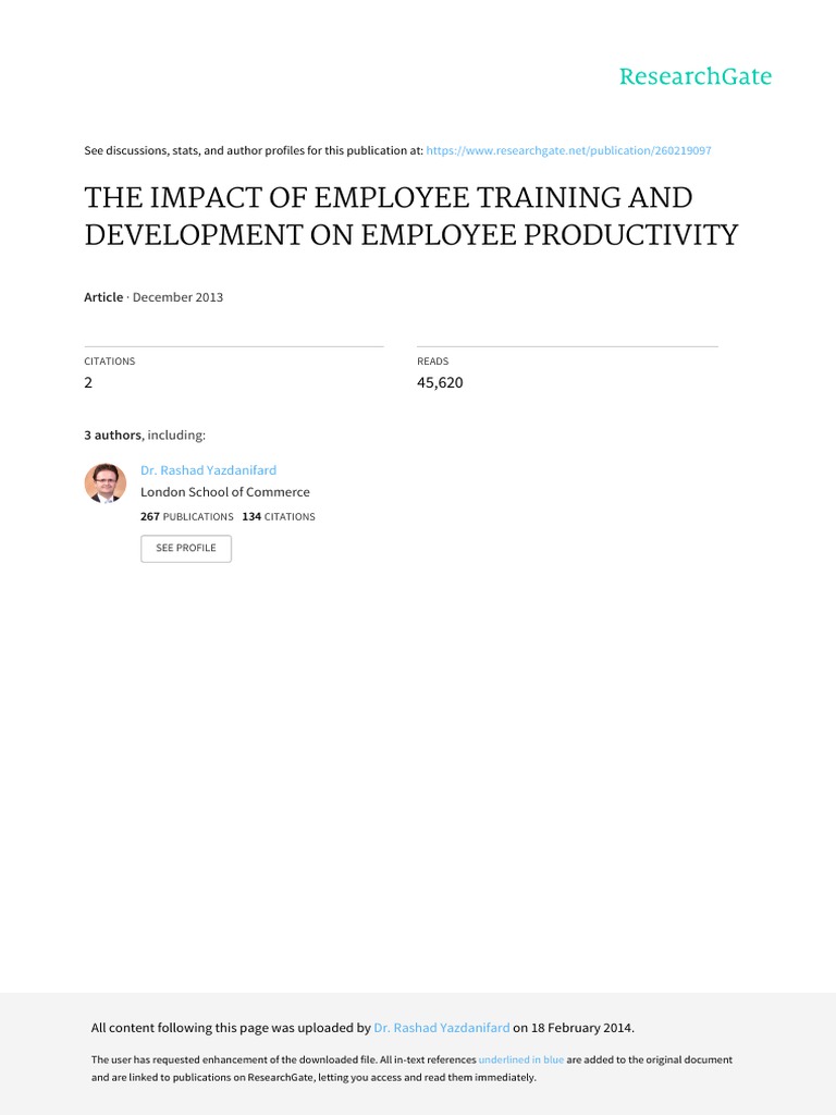 The Impact of Employee Training and Development On Employee | PDF ...