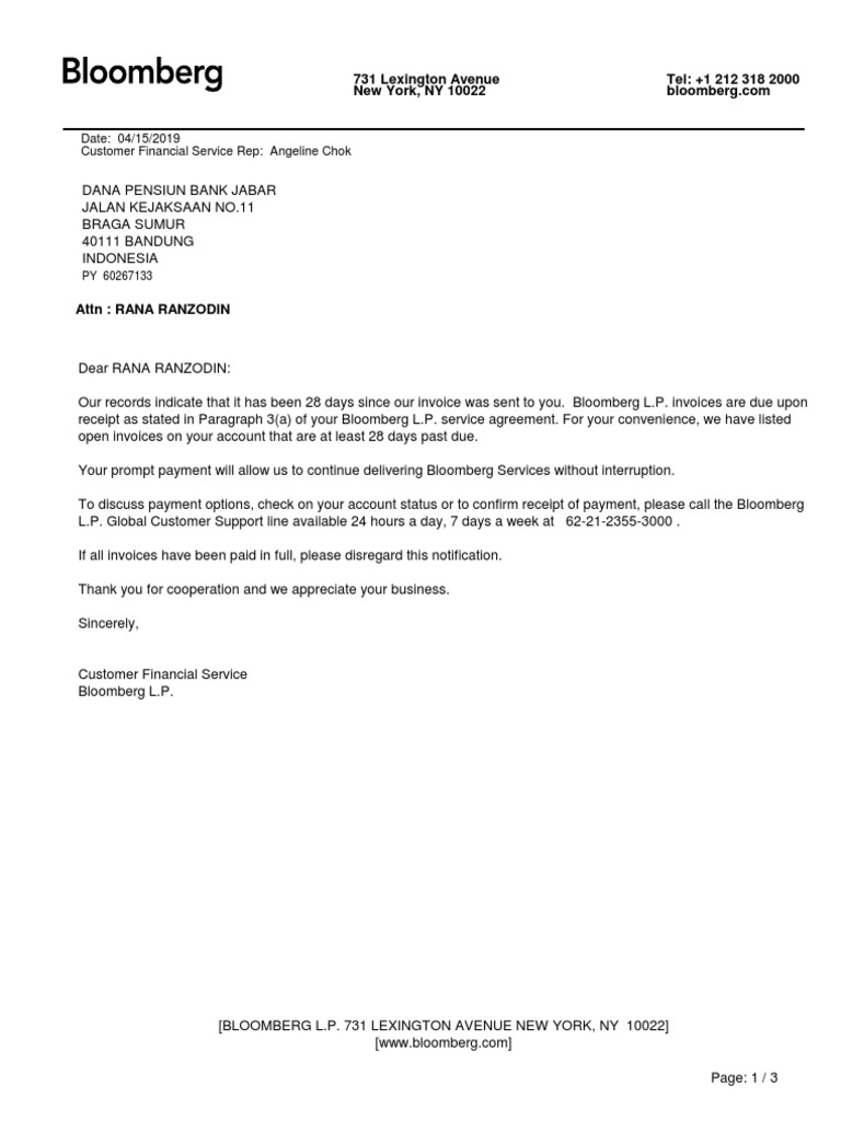 Attach | PDF | Bloomberg L.P. | Invoice