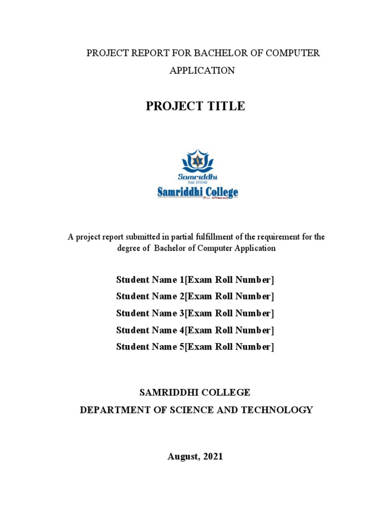Project Title: Project Report For Bachelor of Computer Application | PDF | Feasibility Study ...