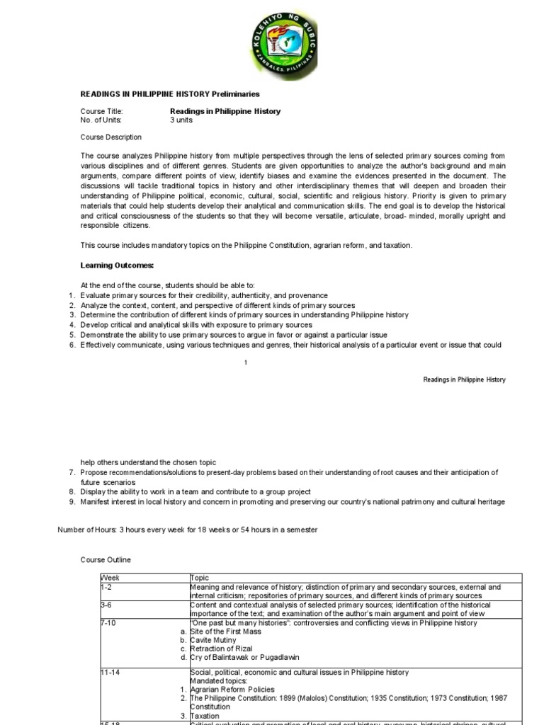 Readings in Philippine History | Download Free PDF | Primary Sources ...
