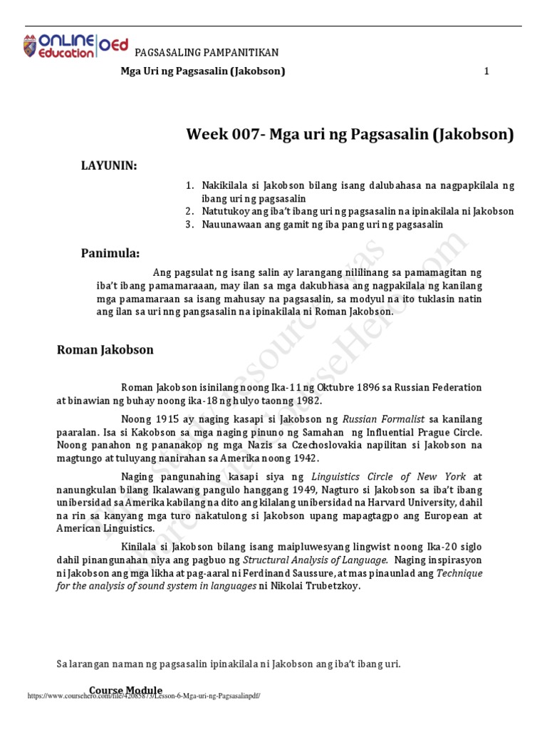 Lesson 6 Mga Uri NG Pagsasalin PDF | PDF