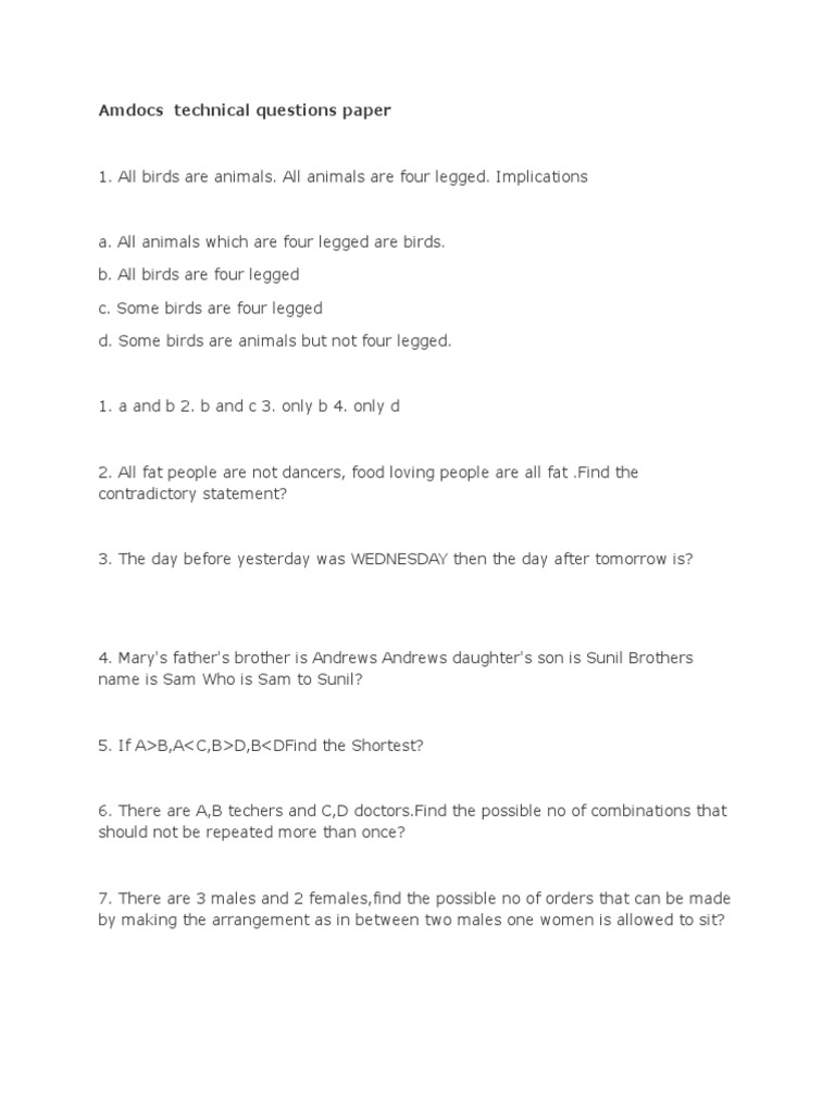 Amdocs Technical Questions Paper | PDF | Computer Data | Computer Programming