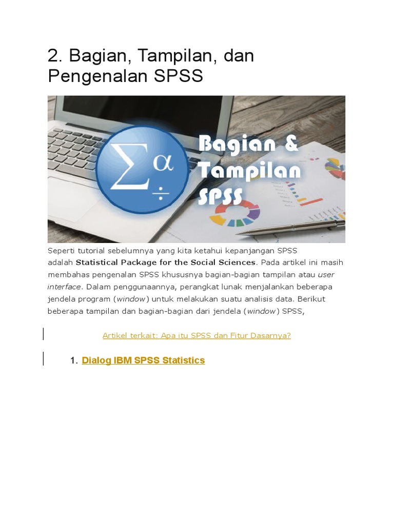 Bagian, Tampilan, Dan Pengenalan SPSS: Dialog IBM SPSS Statistics | PDF