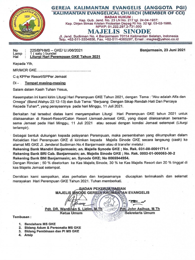 Liturgi Hari Perempuan Gke Tahun 2021 | PDF