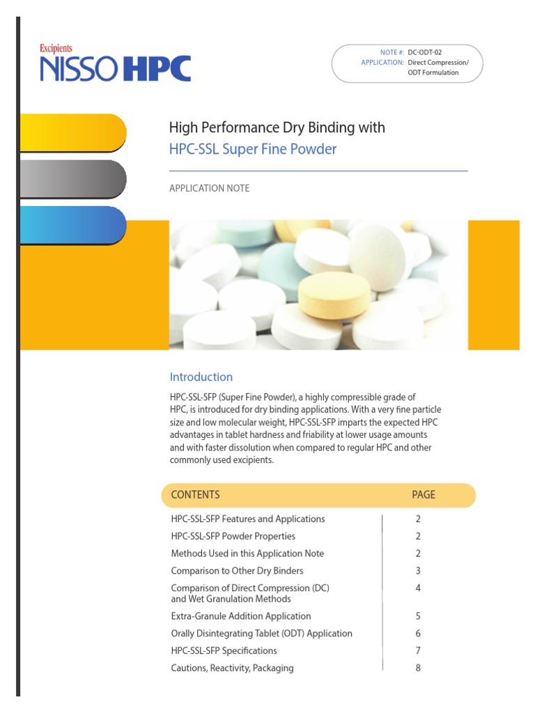 High Performance Dry Binding With HPC SSL Super Fine Powder | PDF ...