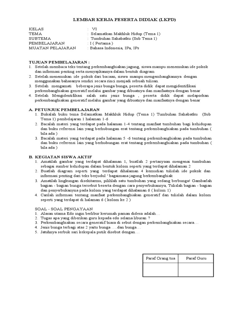 LKPD (Lembar Kerja Peserta Didik) SD Kelas 6 - WWW - Blogpendidikan.net ...