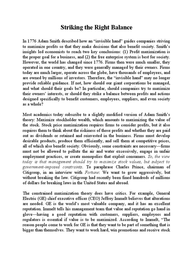 Balancing Profit and Social Responsibility | PDF | Profit (Economics ...