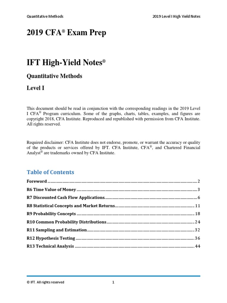 2019 CFA Exam Prep: Quantitative Methods Level I | Download Free PDF ...