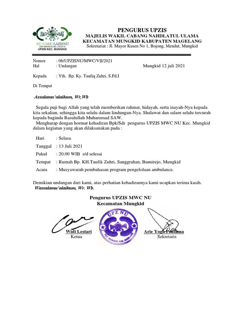 Pengurus Upzis | PDF