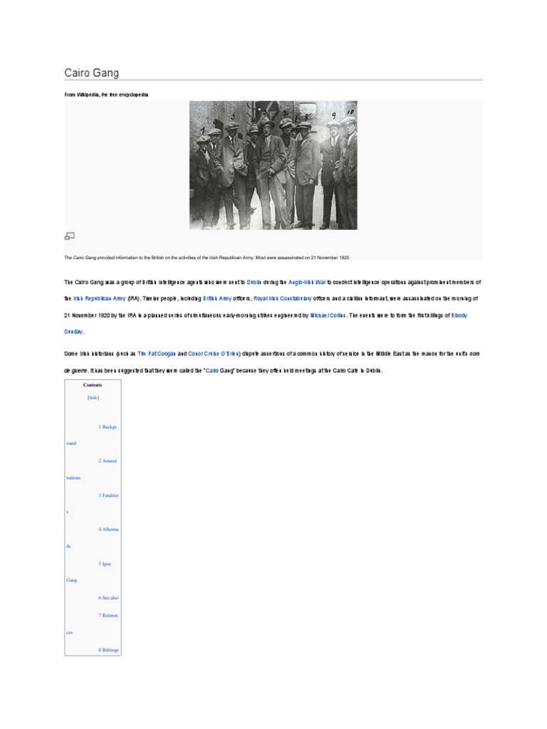 Cairo Gang: From Wikipedia, The Free Encyclopedia | PDF | Irish War Of ...