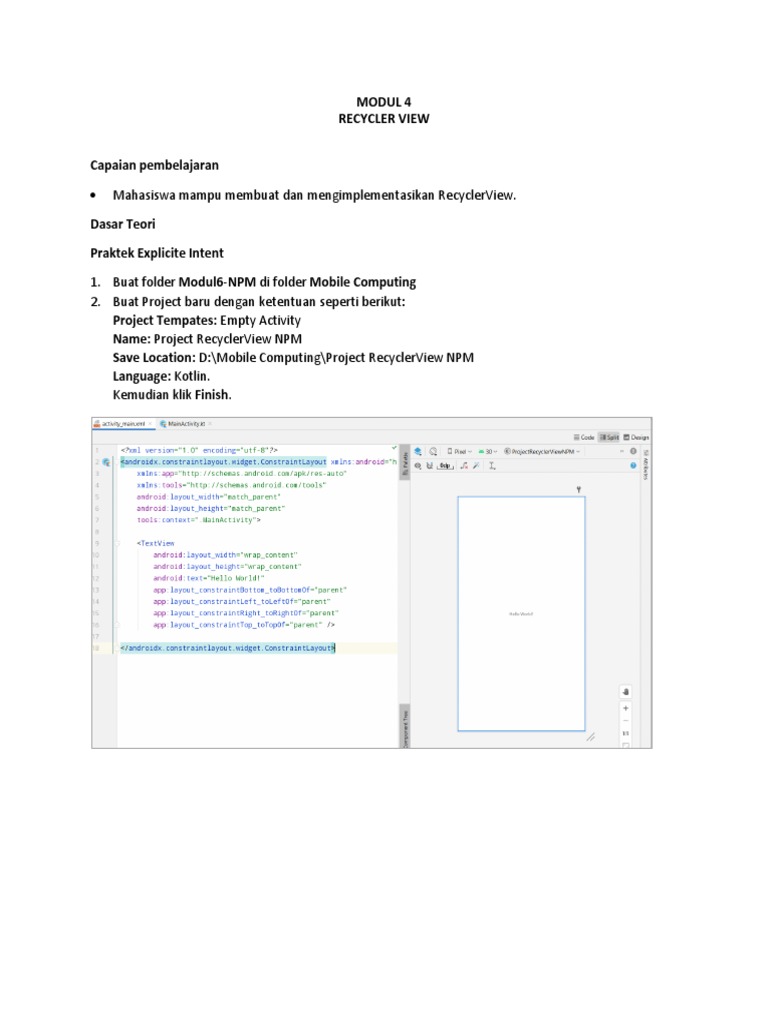 MODUL 6 RecyclerView | PDF | Komputer | Teknologi & Rekayasa