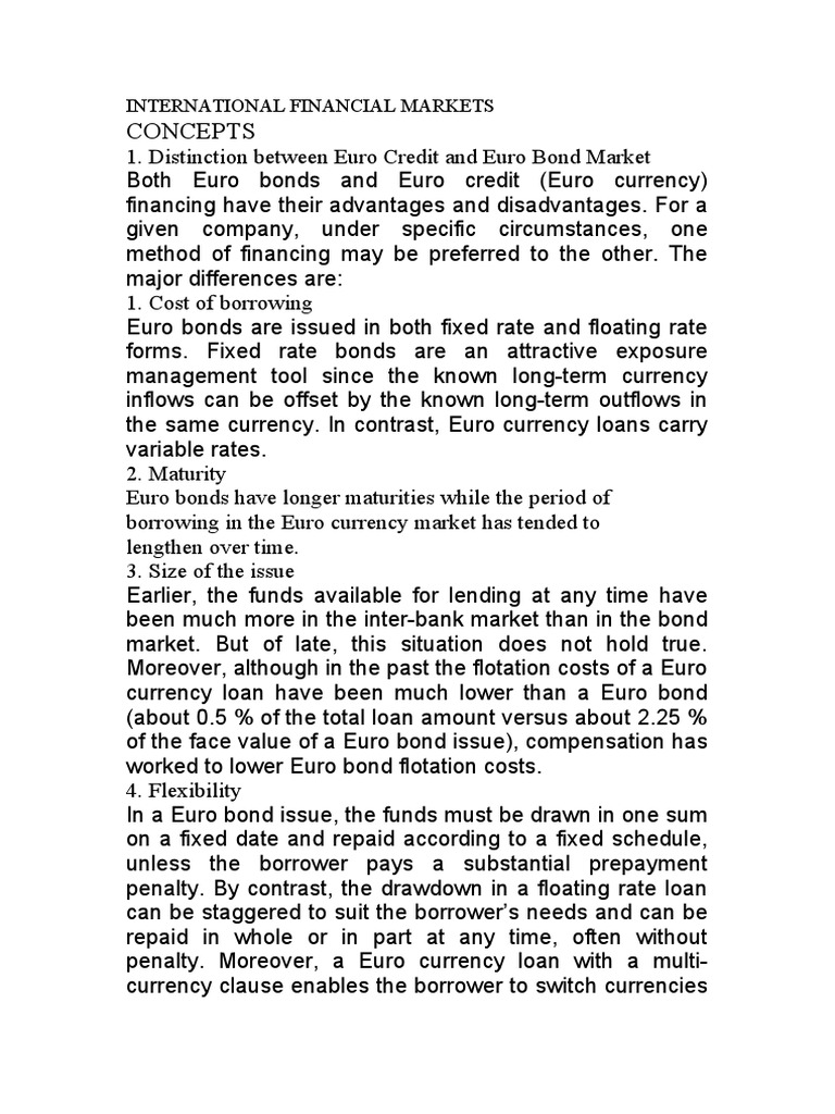 Euro Credit vs. Euro Bond Markets Explained | PDF | Bonds (Finance ...