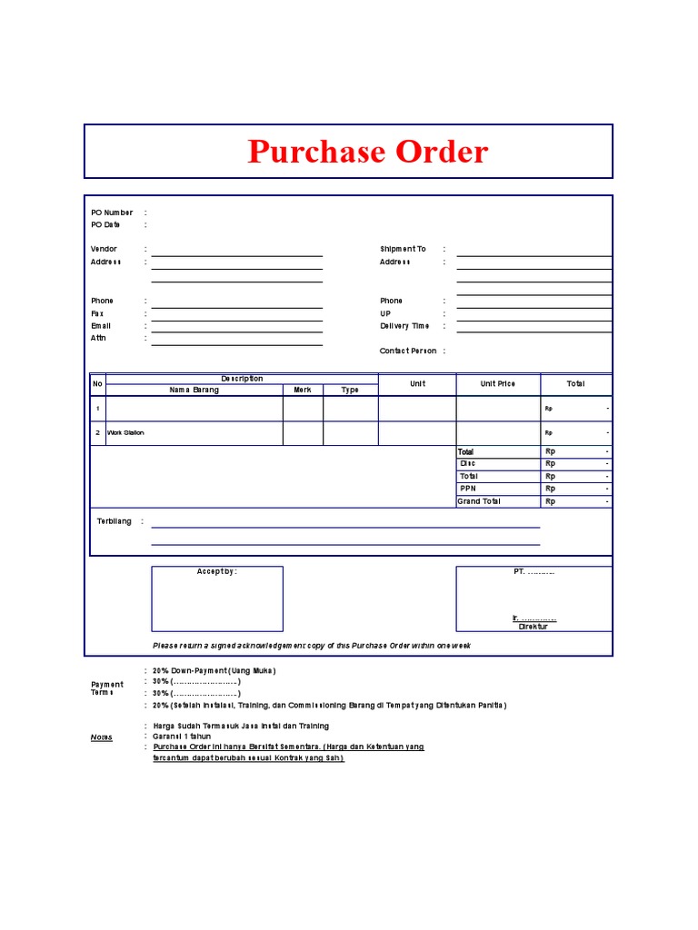 Contoh PO Purchase Order | PDF