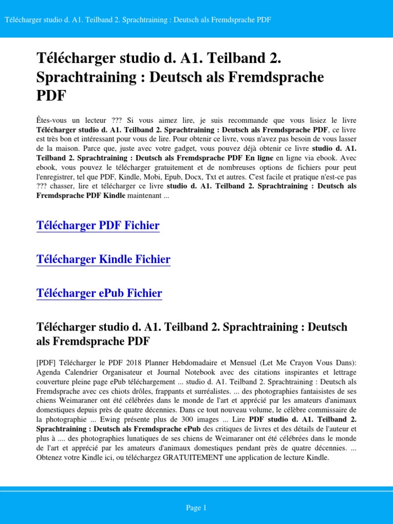 Télécharger Studio D A1 PDF Gratuit | PDF | Kindle d'Amazon | Édition ...