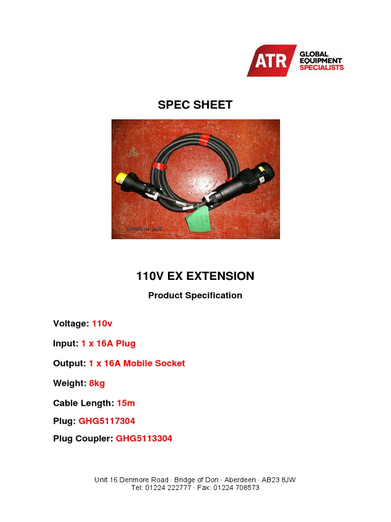 110V Ex Extension Cable | PDF