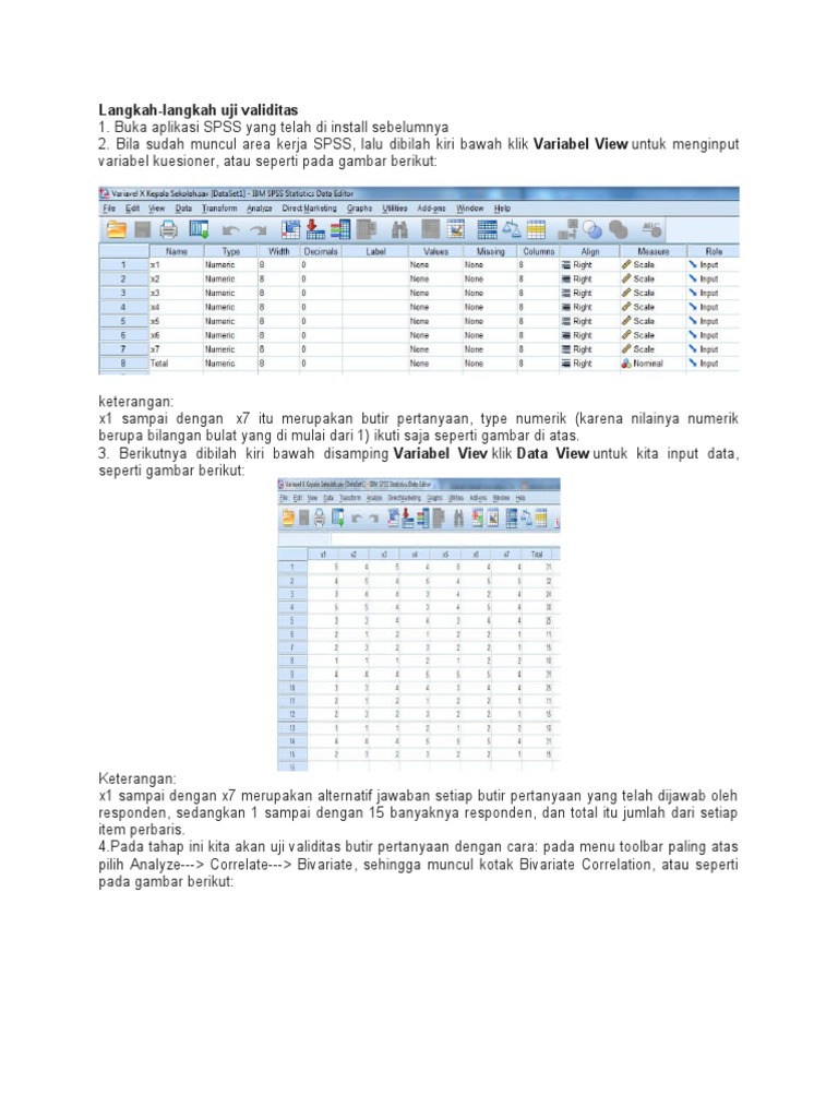 Langkah Validitas & Reliabilitas Dengan SPSS | PDF | Metode & Bahan Ajar