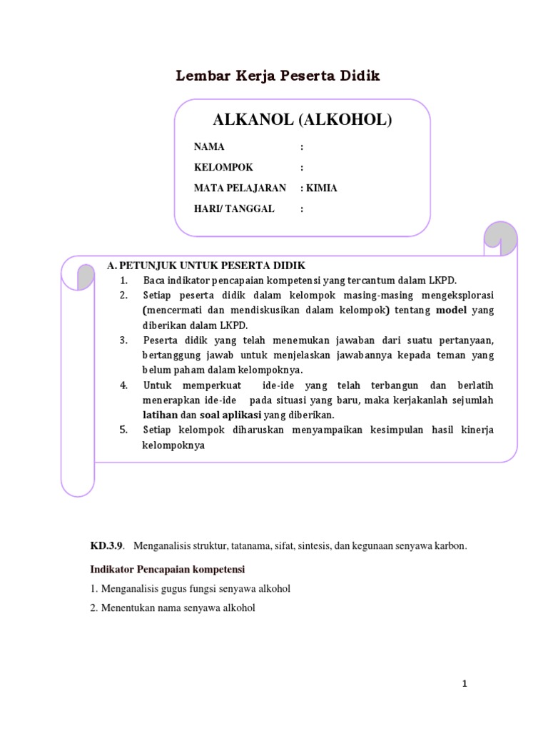 LKPD Alkanol (Alkohol) | PDF