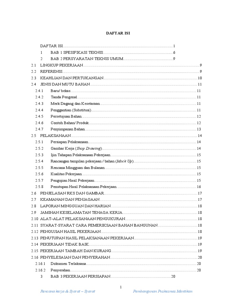 RKS PUSKESMAS MENTIKAN Baru | PDF | Seni | Teknologi & Rekayasa