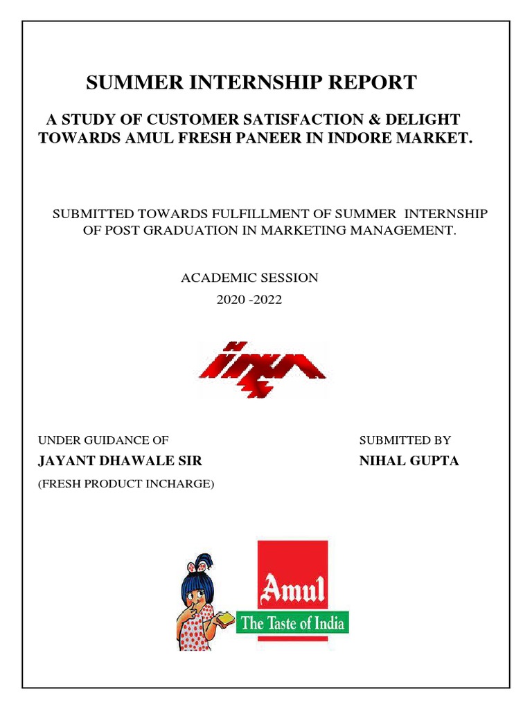 Amul Summer Internship Report | PDF | Foods | Food And Drink