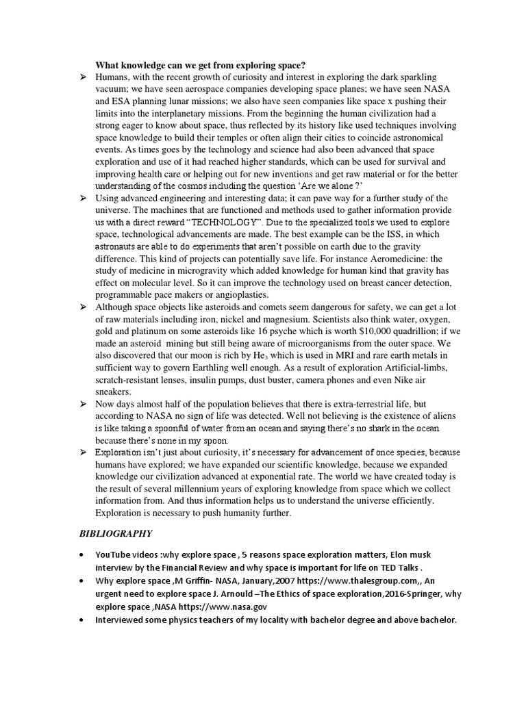 Space Essay | PDF | Space | Science