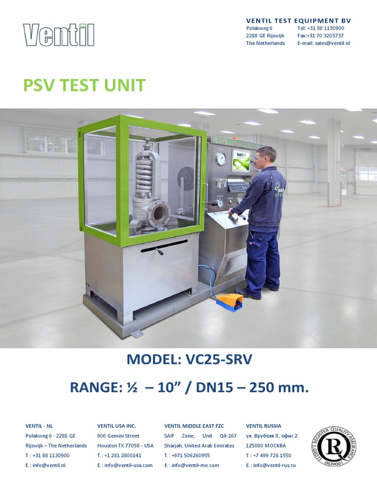 The Ventil VC25-SRV Pressure Relief Valve Test Unit: A Versatile and ...