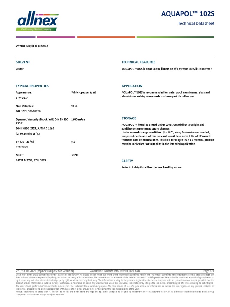 Aquapol™ 102S: Solvent Technical Features | PDF | Intellectual Property ...