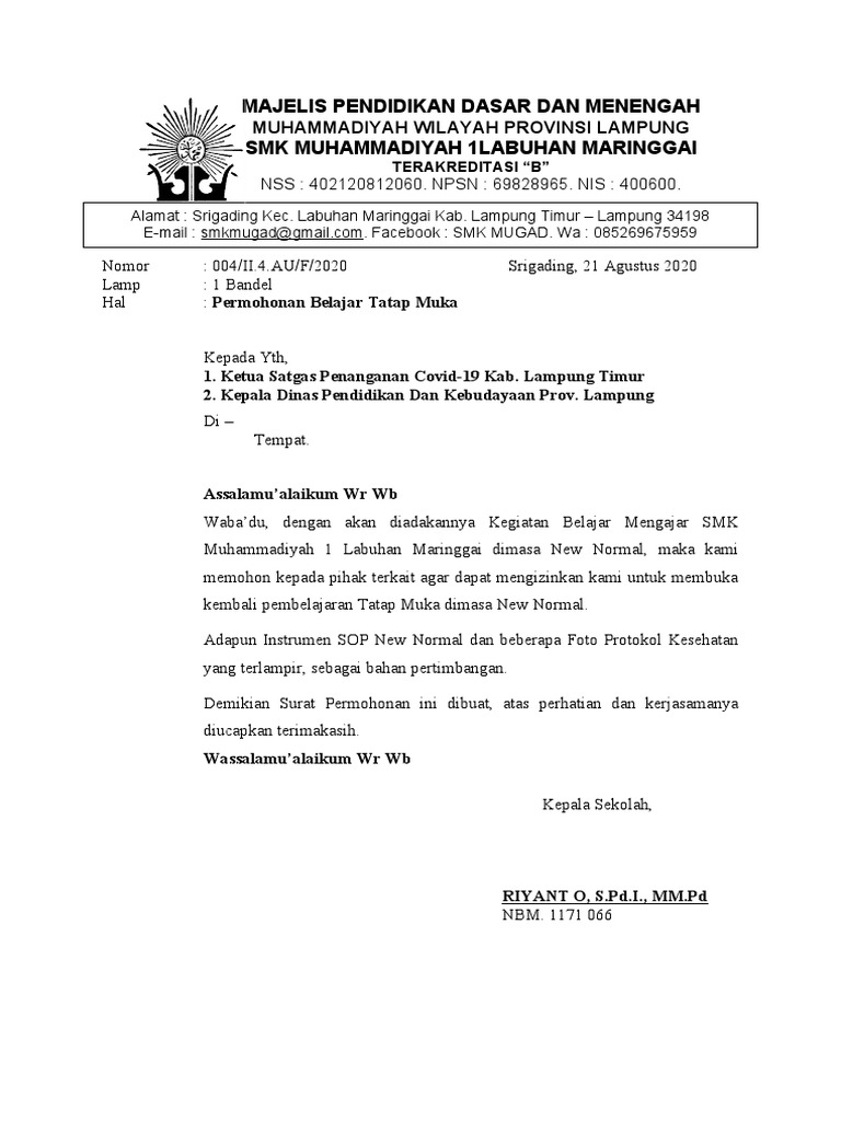 Surat Permohonan Kbm Pdf