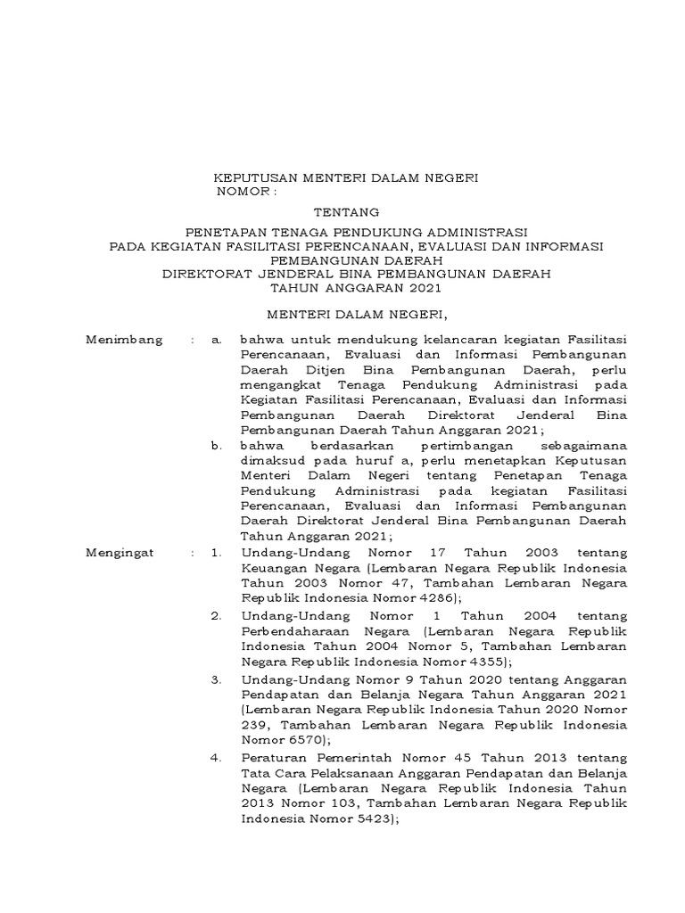 Format SK Tenaga Pendukung 2021 - Edit Pak Edi | PDF