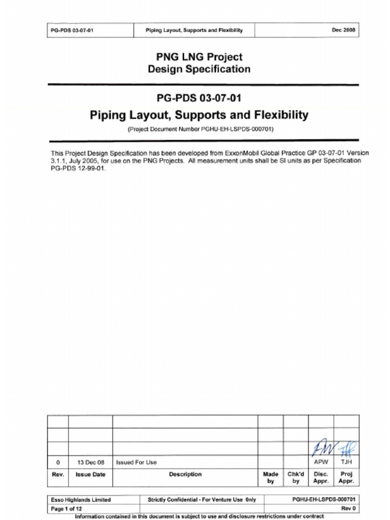 Piping Layout, Supports and Flexibility Design Specification | PDF | Pipe (Fluid Conveyance) | Pump