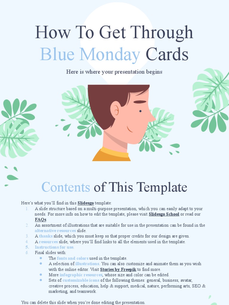 How To Get Through Blue Monday Cards by Slidesgo | PDF | Mood ...