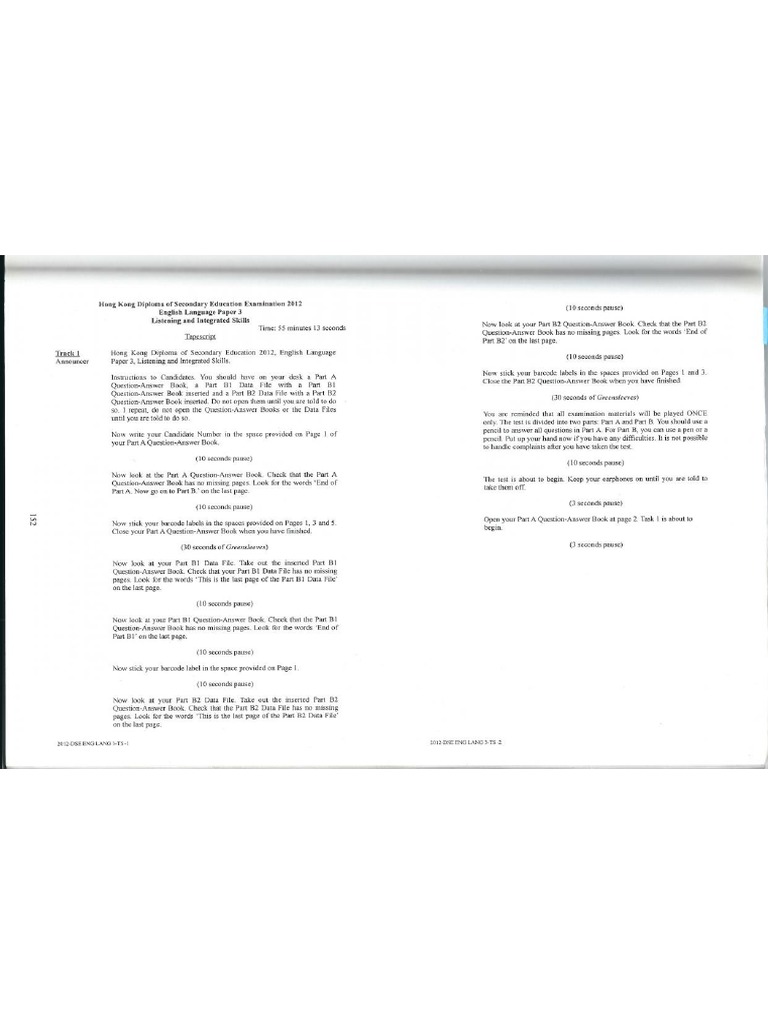 2012 DSE English Language Paper 3 Listening Transcript | PDF