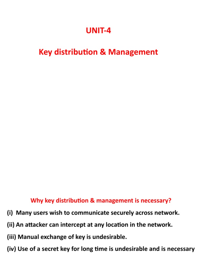 UNIT-4 Key Distribution & Management | PDF | Public Key Certificate ...