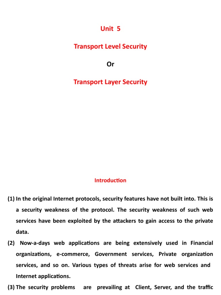 Cns Unit 5 Pdf Transport Layer Security Transmission Control Protocol