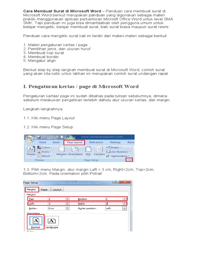 Cara Membuat Surat Di Microsoft Word | PDF