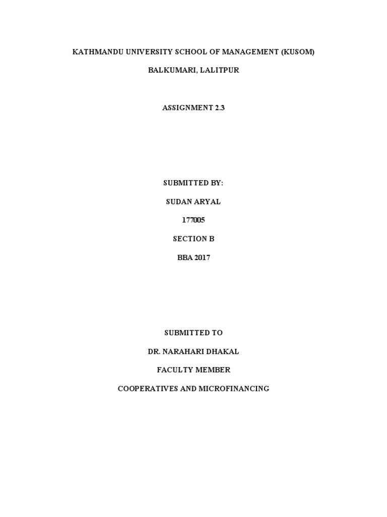 Kathmandu University School of Management (Kusom) Balkumari, Lalitpur ...