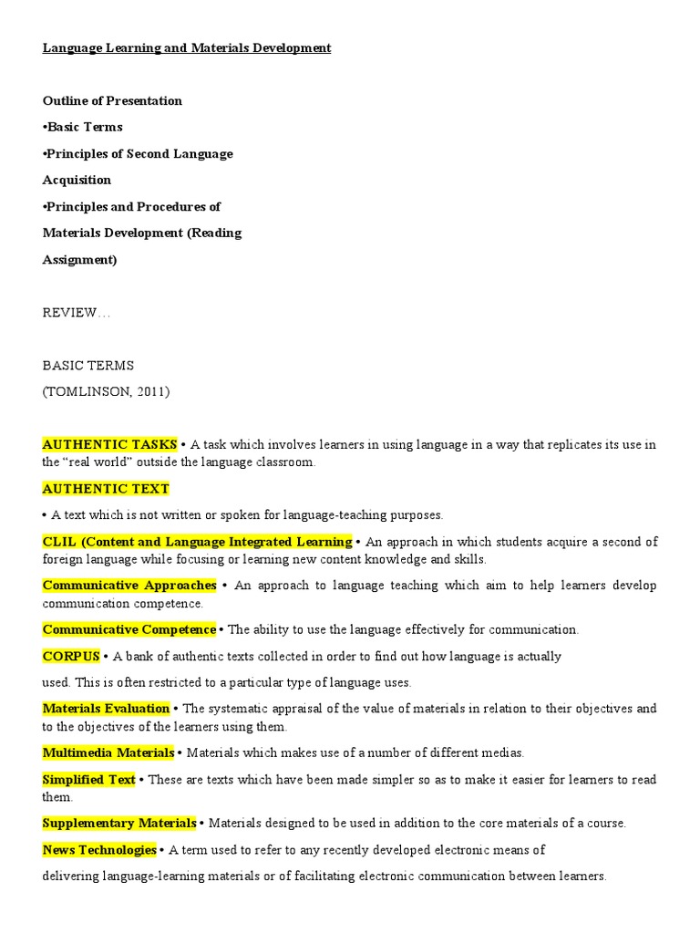 Language Learning and Materials Development | PDF | Learning | Learning ...