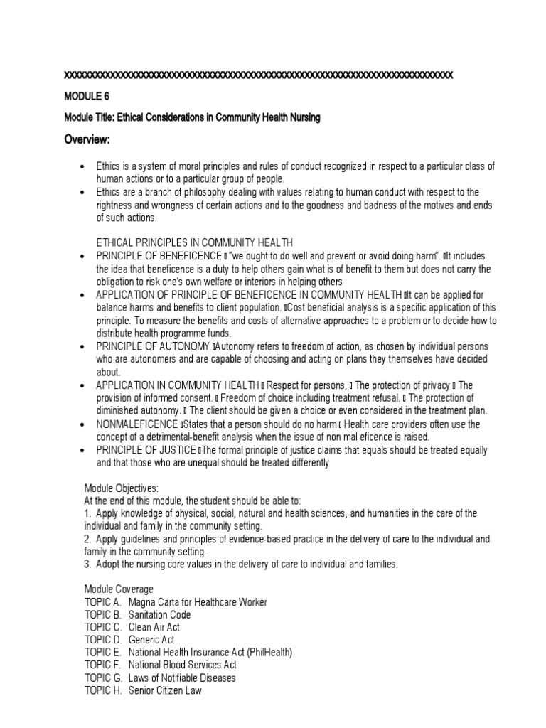 Ethical Principles in Community Health Nursing | PDF | Breastfeeding ...