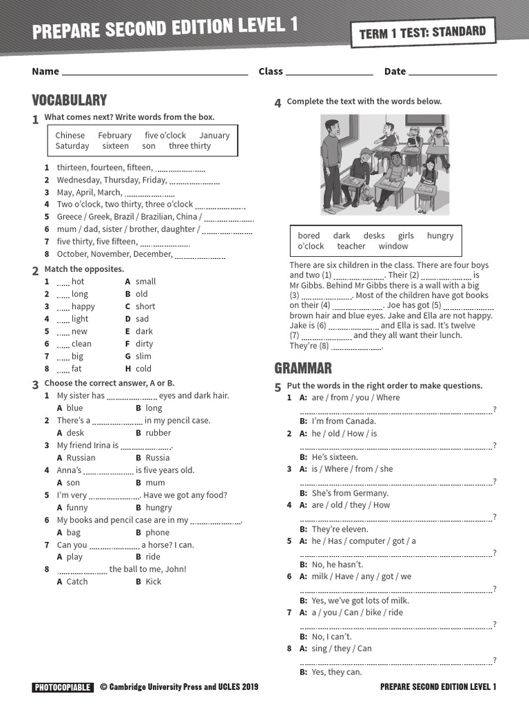 Prepare Second Edition Level 1: Vocabulary | PDF