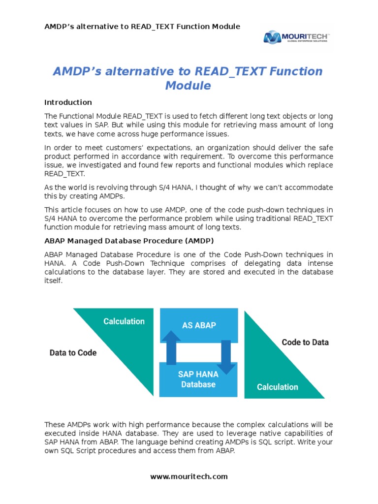 AMDP for Efficient SAP Text Retrieval | PDF | Databases | Computer Data