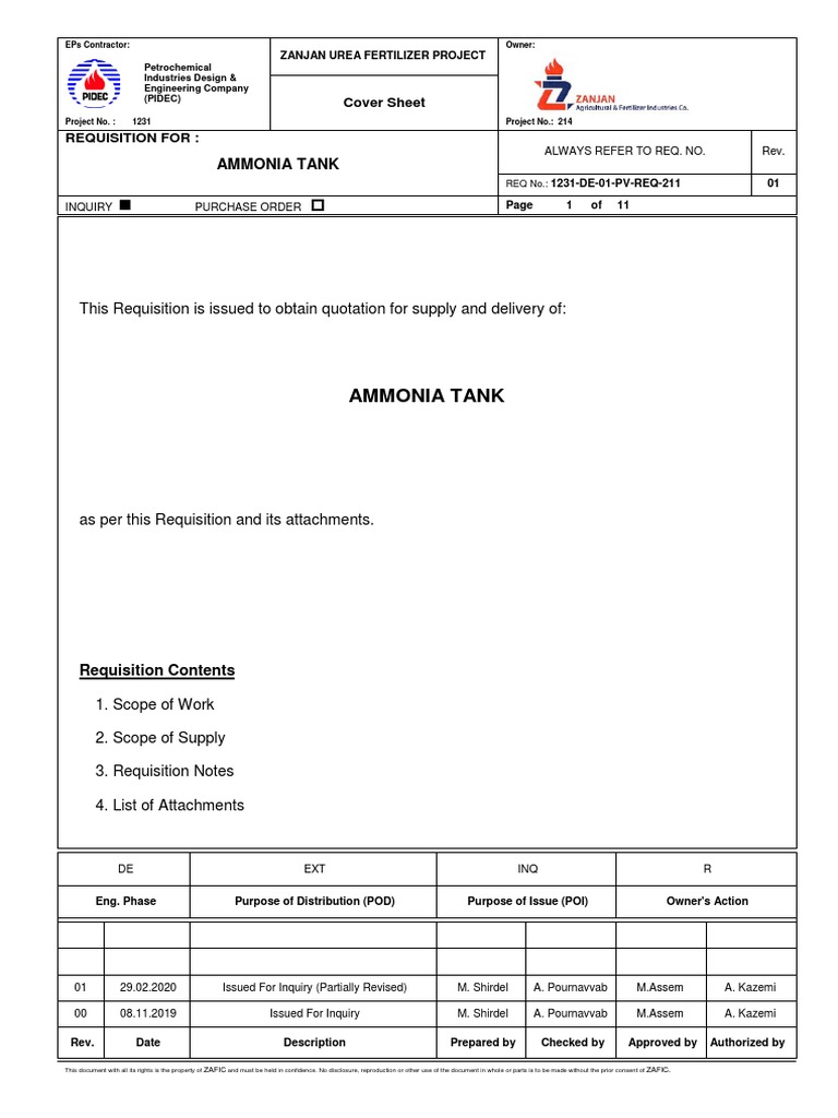 MR For AMMONIA TANK (Double Steel Storage Tanks) | PDF | Welding ...
