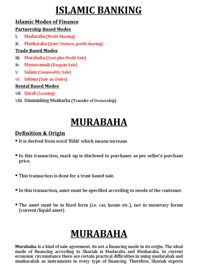 Understanding Mudaraba and Murabaha | PDF | Financial Transaction ...