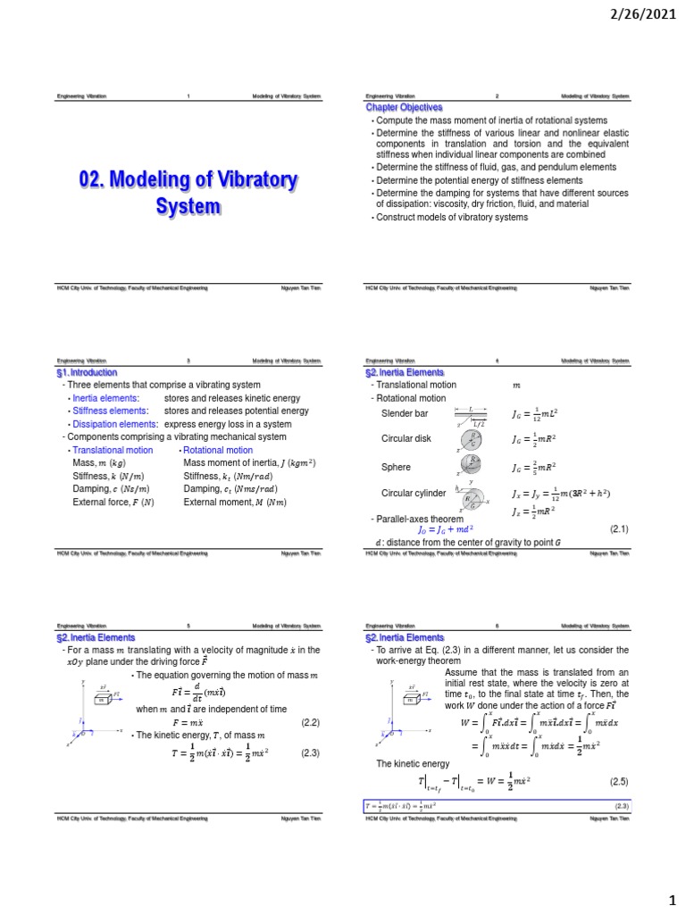 Ch.02 Modeling of Vibratory Systems | PDF | Beam (Structure) | Stiffness