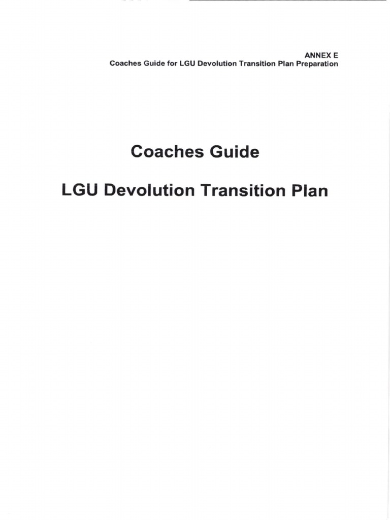 Coaches Guide Re LGU Devolution Transition Plan | PDF | Local ...