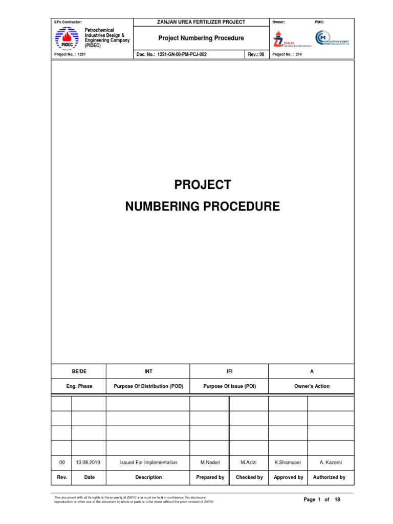 Project Numbering Procedure | PDF | Urea | Steel