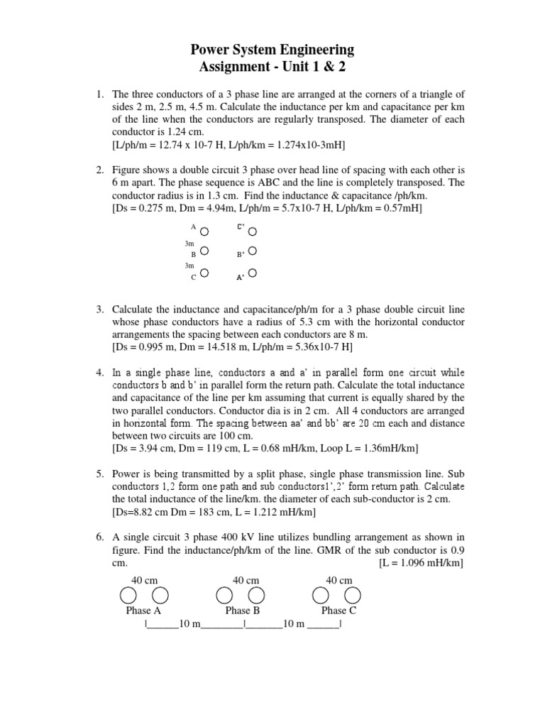 Power System Engineering Assignment - Unit 1 & 2: A 3m B 3m C C' | PDF ...