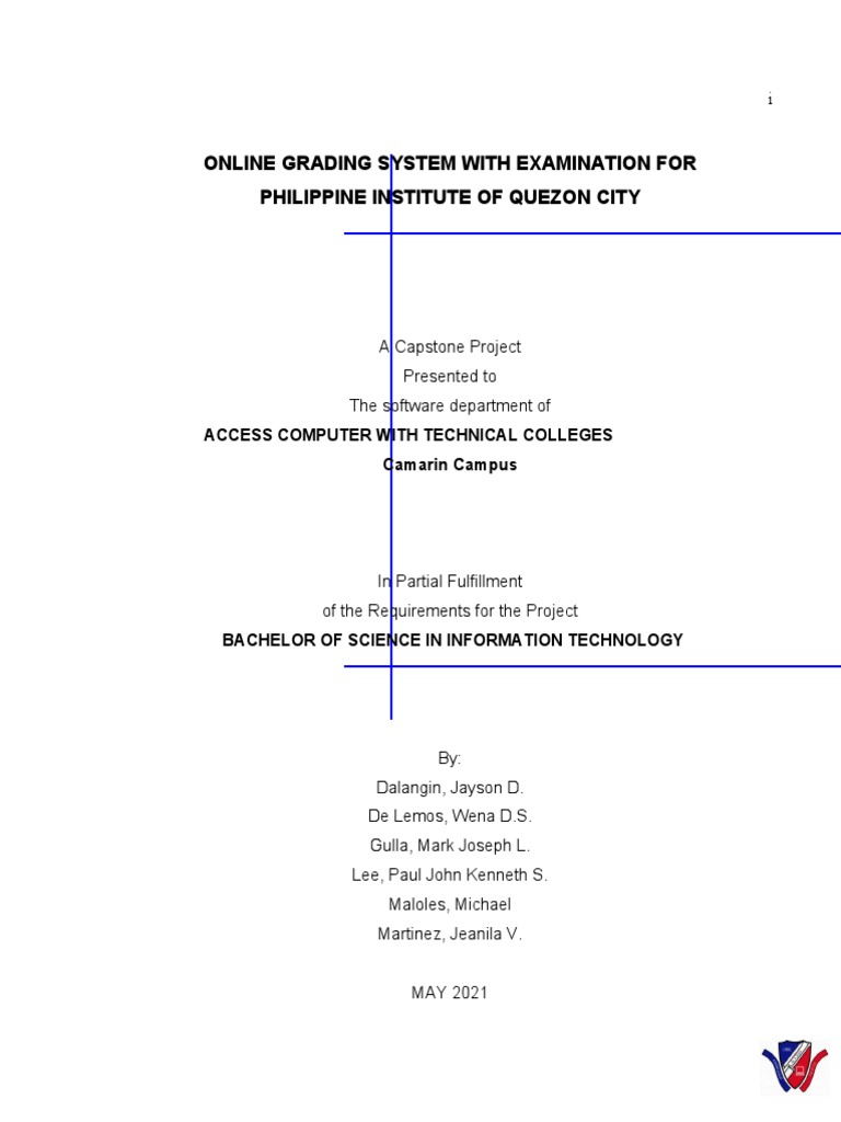 Online Grading System With Examination For Philiipine Institute of ...