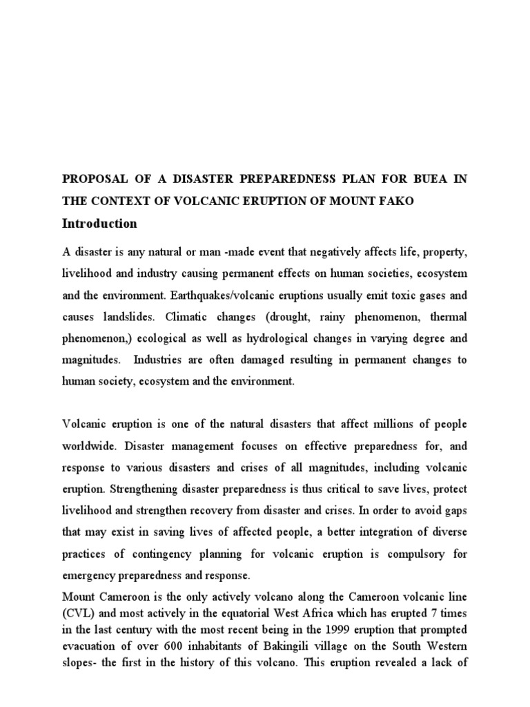 Proposal of A Disaster Preparedness Plan For Buea | PDF | Volcano ...